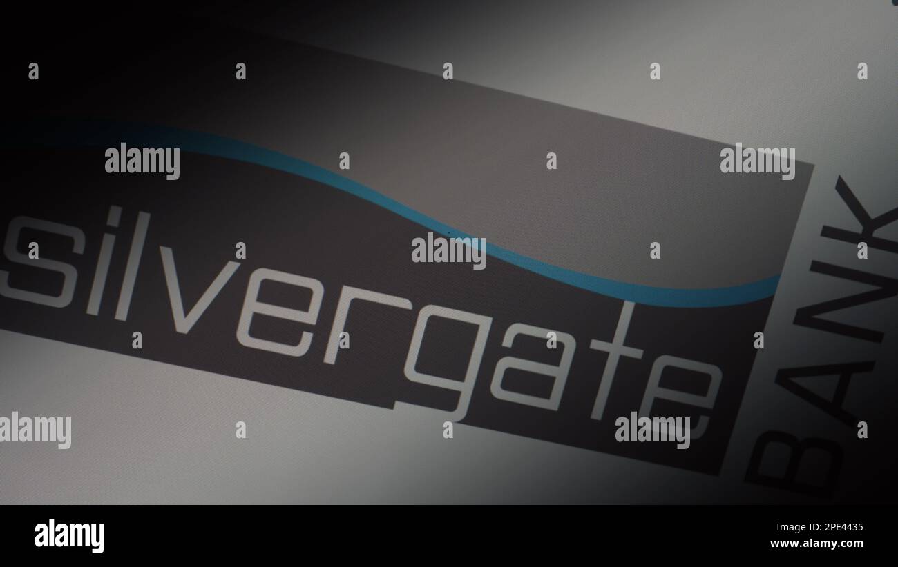 Bangkok Thailand. March 15 2023. Silvergate Bank logo. Brands logo of ...