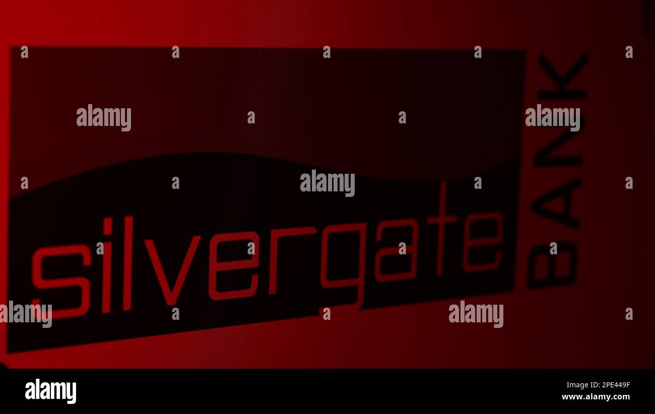 Bangkok Thailand. March 15 2023. Silvergate Bank logo. Brands logo of Silvergate Bank on digital ...