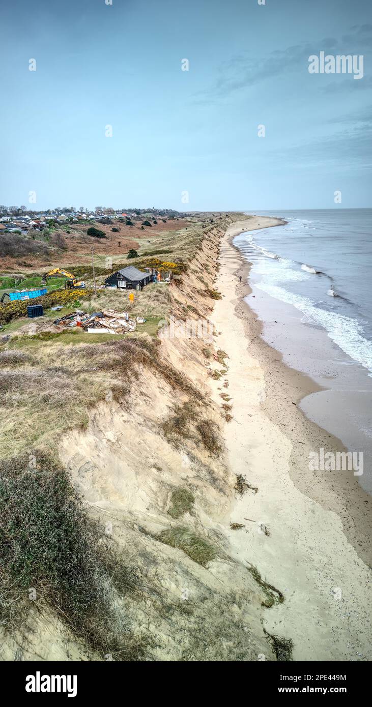 12th march 2023. Hemsby beach, Norfolk. Beach erosion at Hemsby becomes ...
