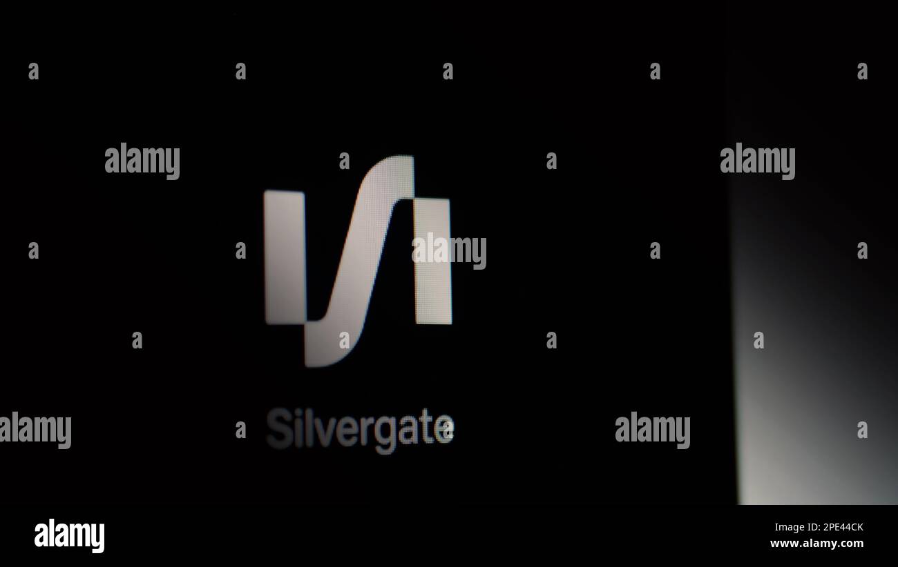 Bangkok Thailand. March 15 2023. Silvergate Bank logo. Brands logo of Silvergate Bank on digital ...