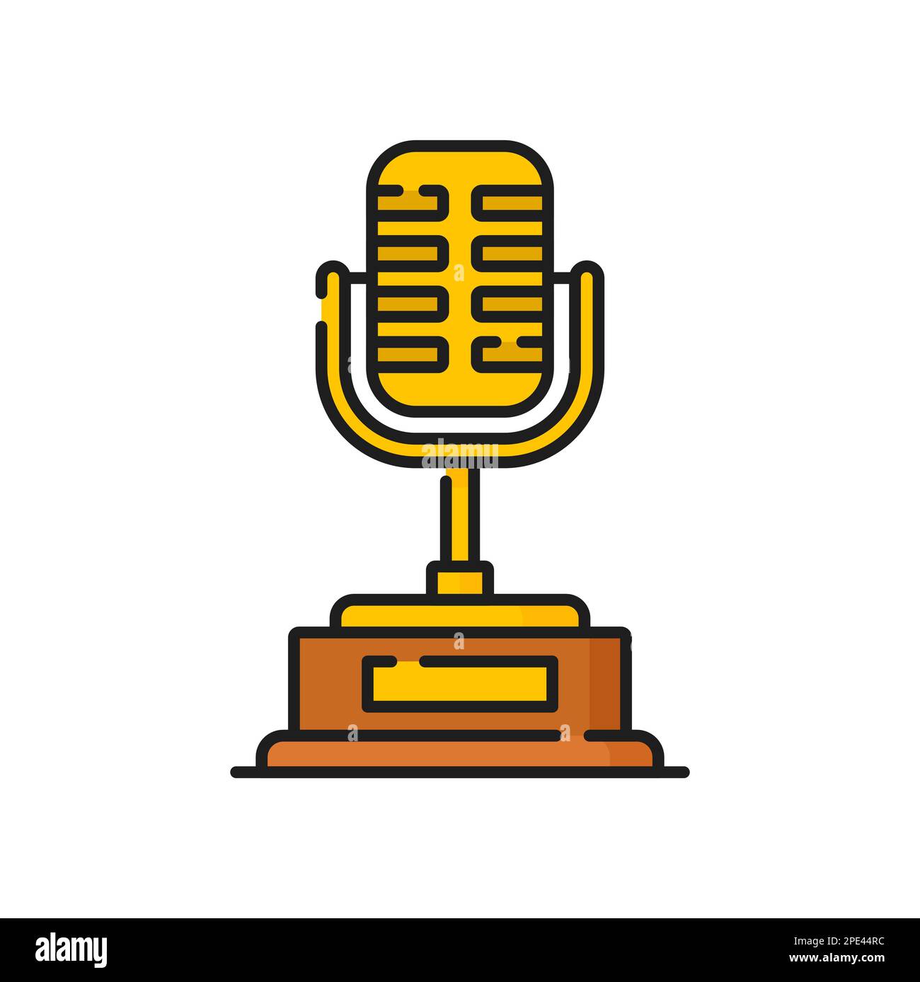 Microphone radio equipment, golden line award trophy icon. Vector ...