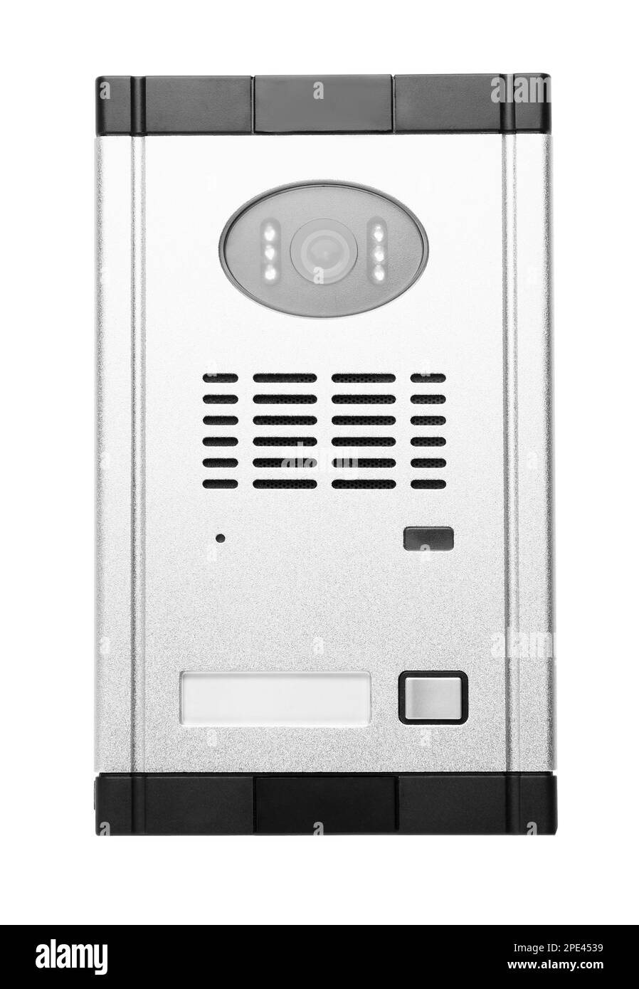Door station of modern intercom isolated on white Stock Photo - Alamy