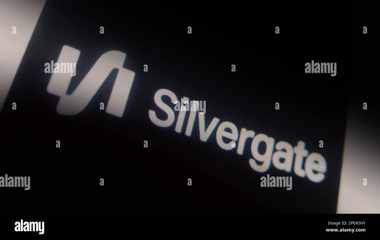 Bangkok Thailand. March 15 2023. Silvergate Bank logo. Brands logo of ...