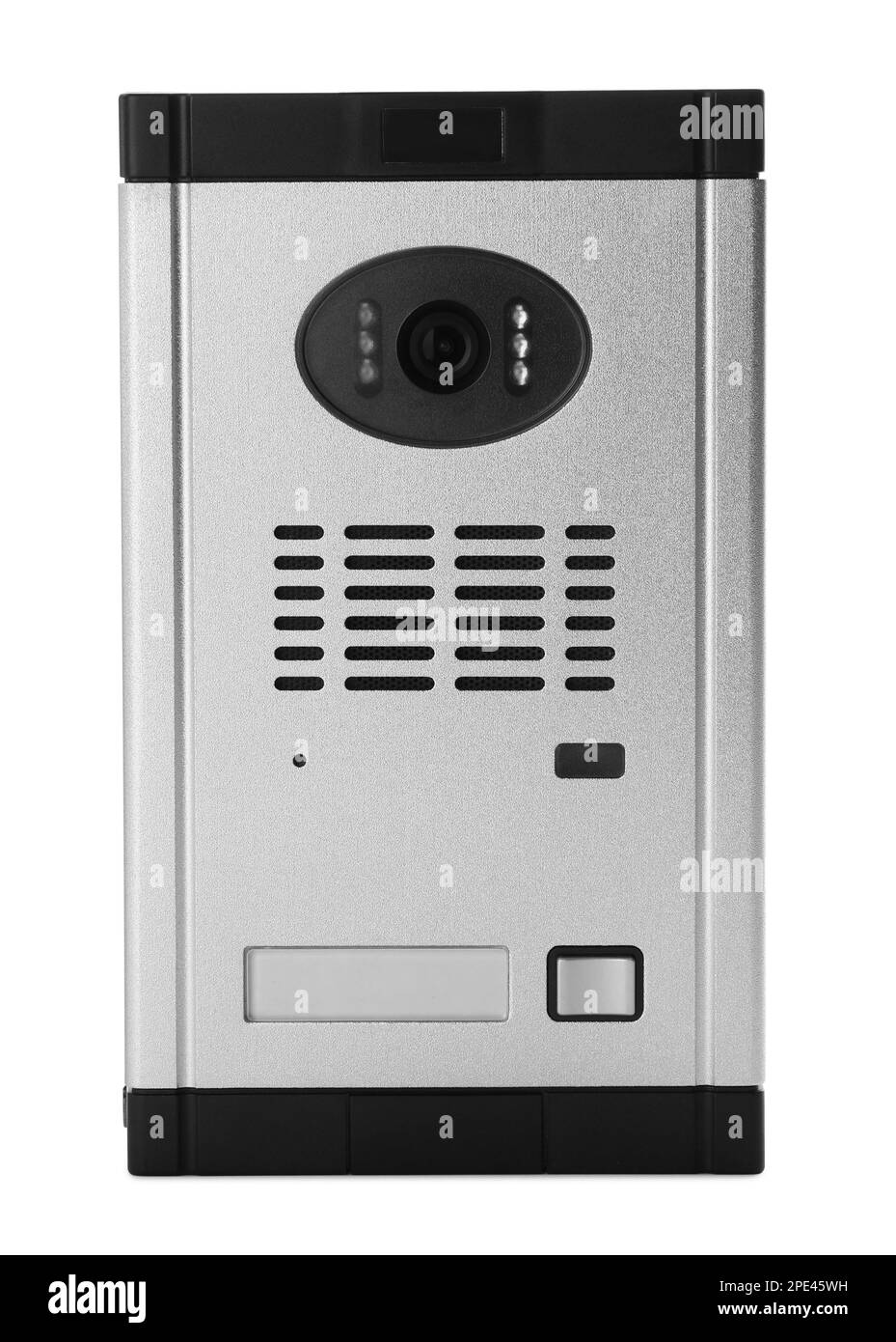 Door station of modern intercom isolated on white Stock Photo - Alamy