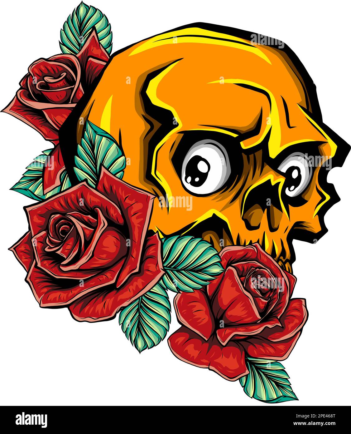 Vector illustration of skull with roses Stock Vector Image & Art - Alamy