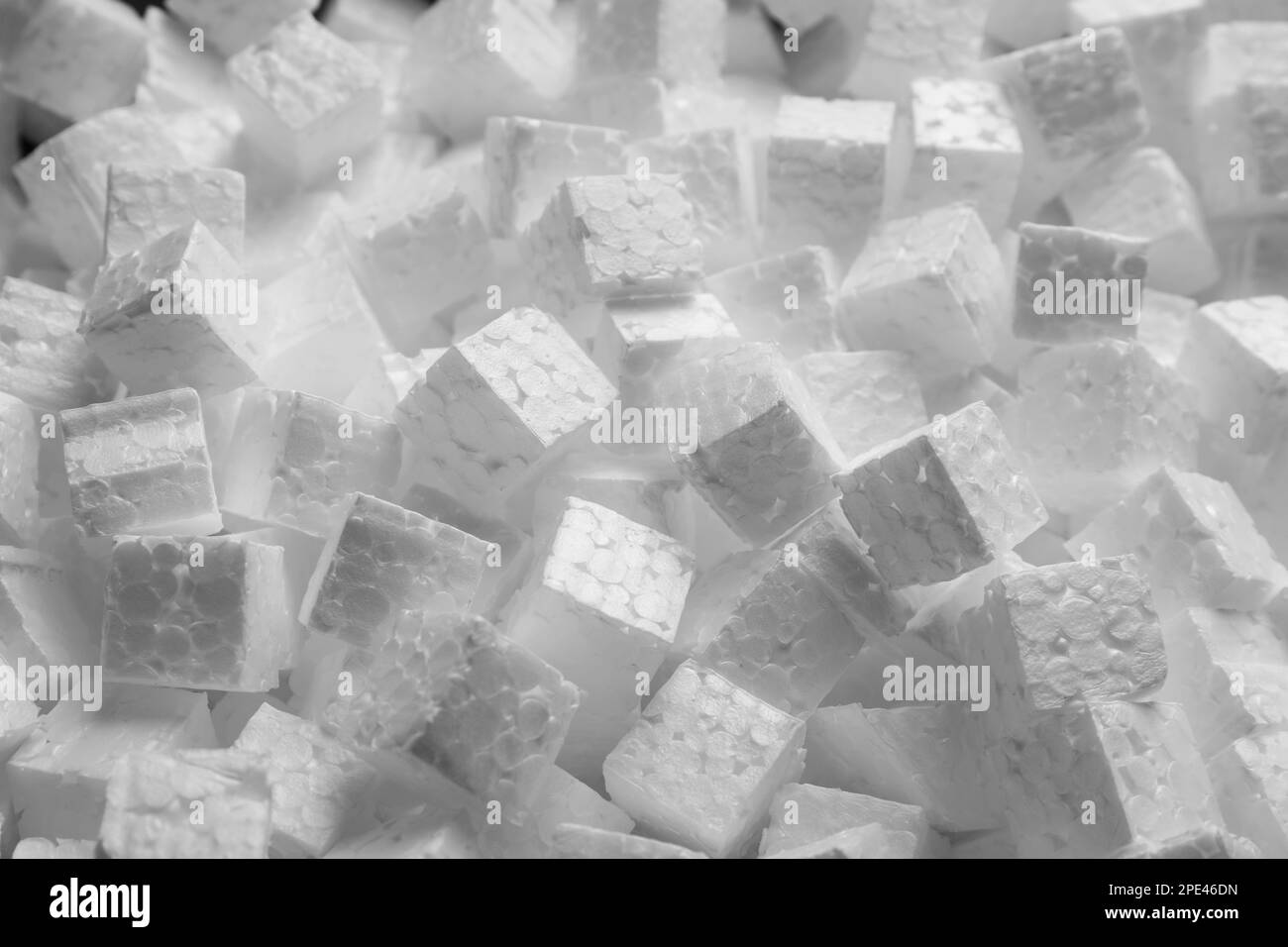Polystyrene styrofoam pieces for packaging as background, closeup Stock ...