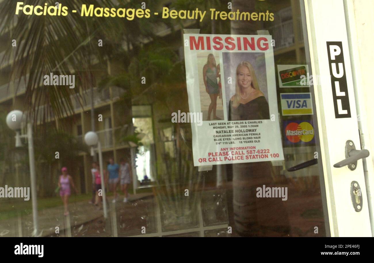 A sign of Natalee Holloway, an Alabama high school graduate who ...