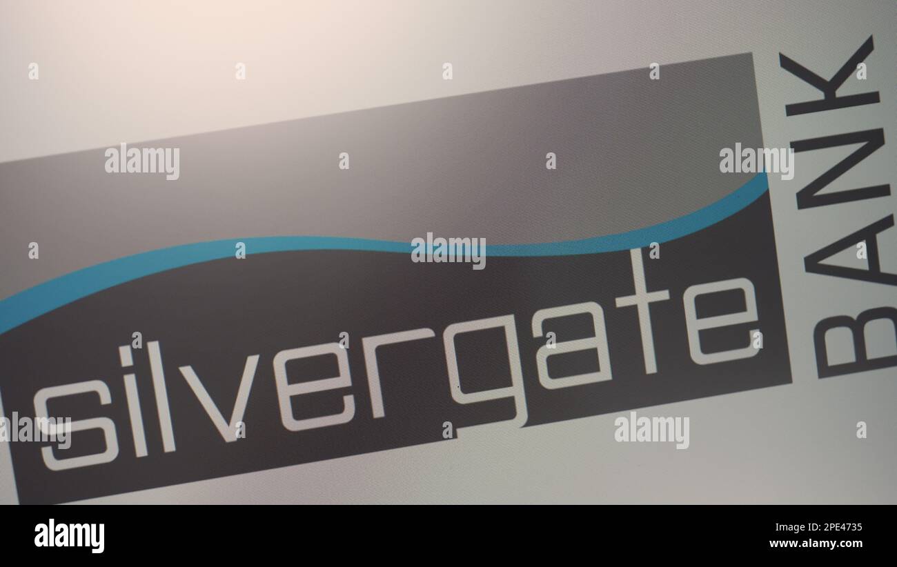 Bangkok Thailand. March 15 2023. Silvergate Bank logo. Brands logo of Silvergate Bank on digital ...