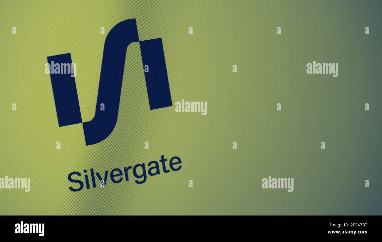 Bangkok Thailand. March 15 2023. Silvergate Bank logo. Brands logo of Silvergate Bank on digital ...