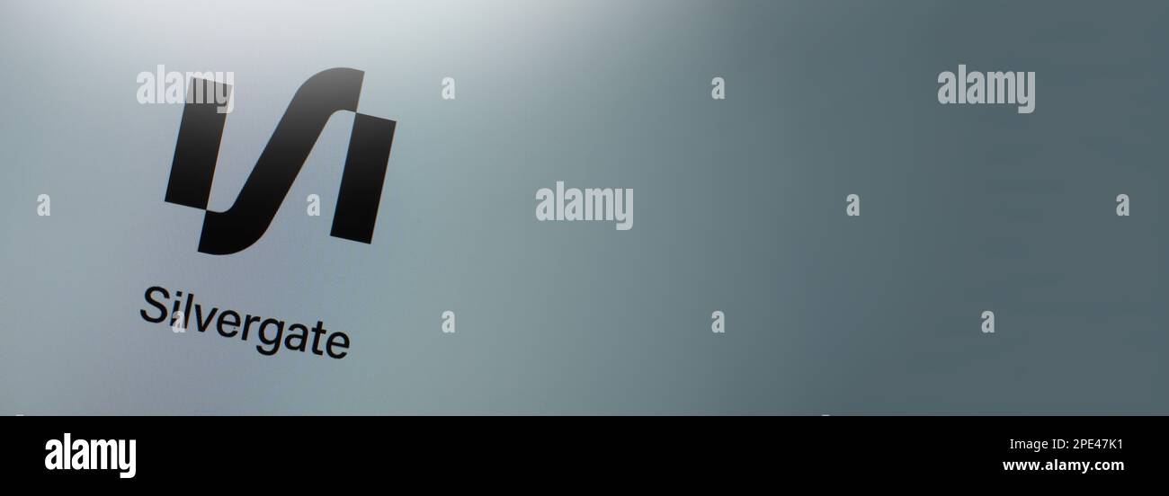 Bangkok Thailand. March 15 2023. Silvergate Bank logo. Brands logo of Silvergate Bank on digital ...