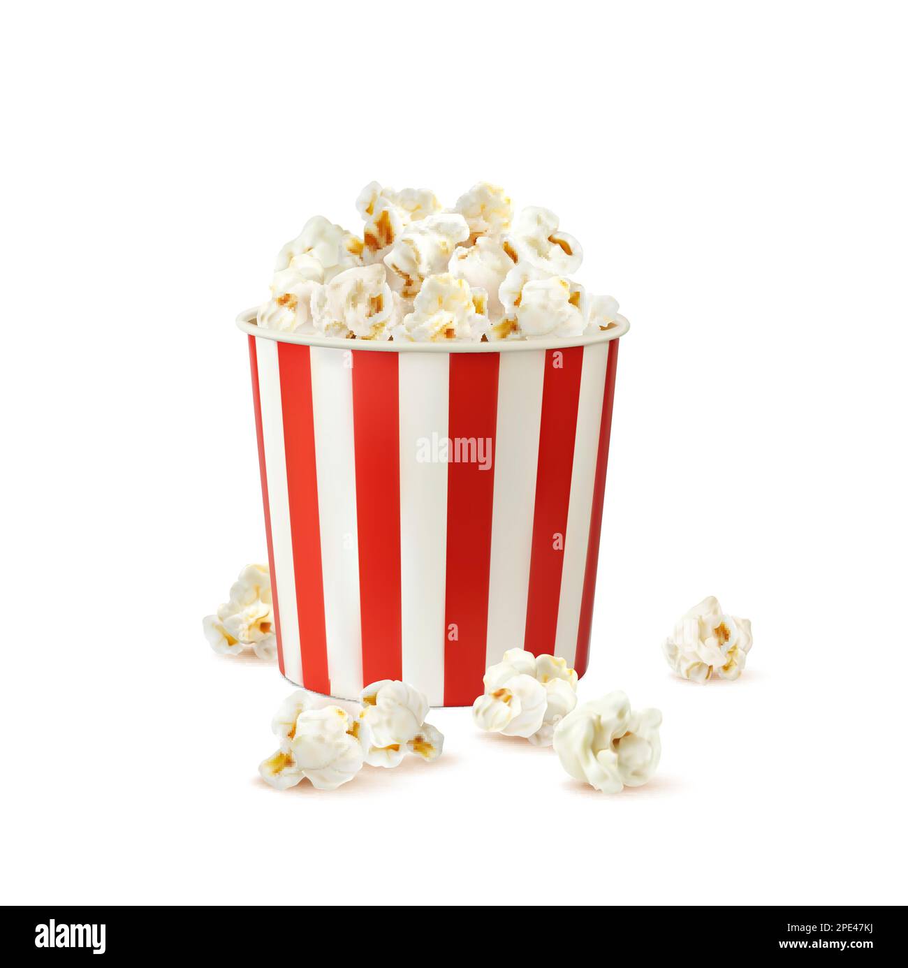 Popcorn Bucket Realistic Pop Corn Container Of Vector Cinema Or Movie