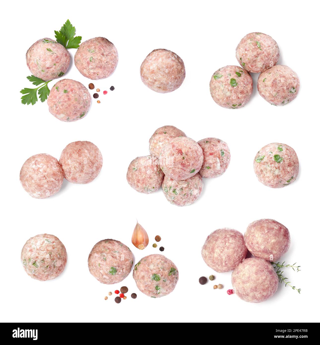 Set fresh raw meatballs hi-res stock photography and images - Alamy