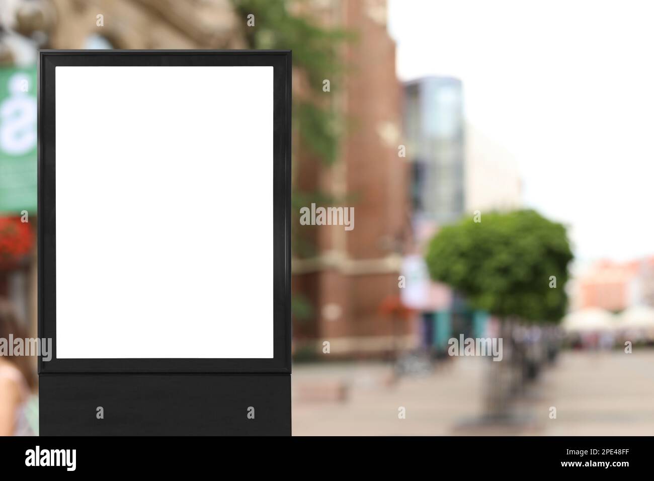 Blank advertising board on city street. Space for text Stock Photo - Alamy