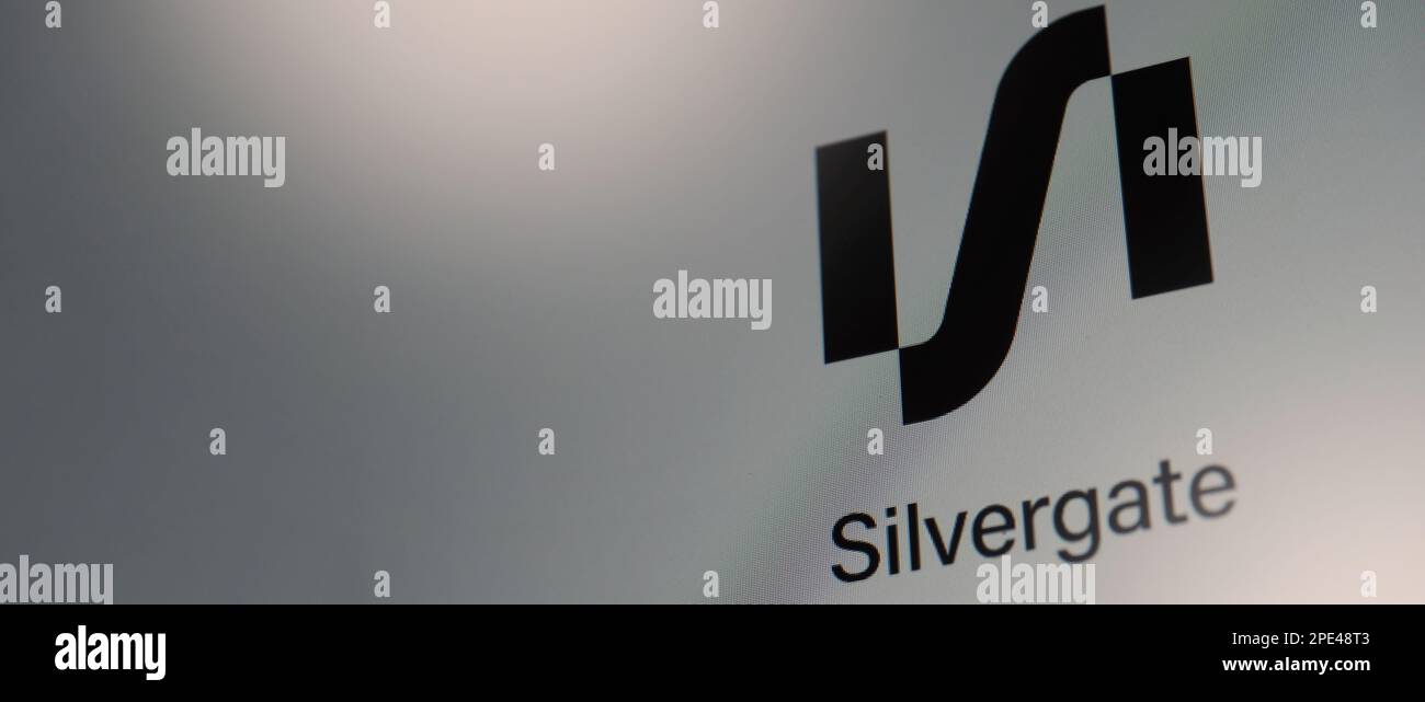 Bangkok Thailand. March 15 2023. Silvergate Bank logo. Brands logo of ...