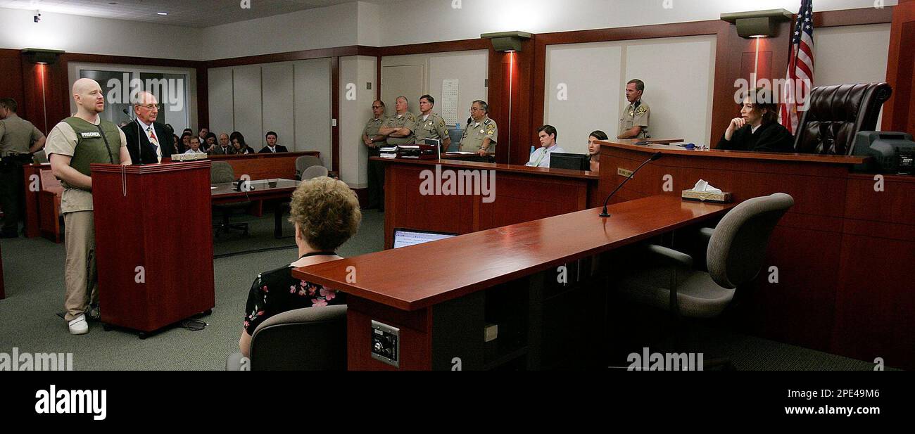 Mark Hacking, left, and his attorney, Gil Athay stand before Judge ...