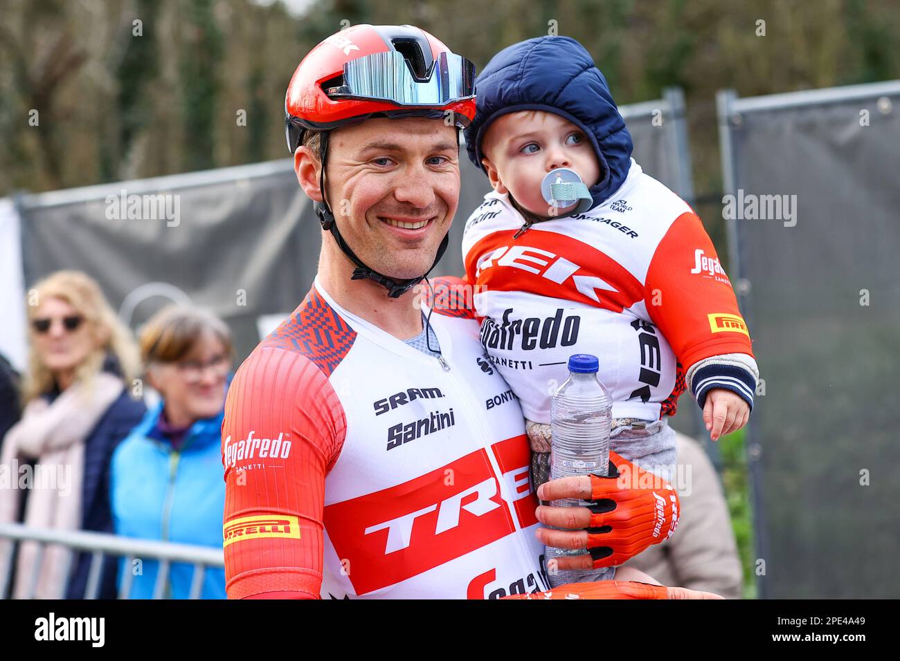 Belgian Edward Theuns of Trek-Segafredo with his son Scott pictured ... Belgian Edward Theuns of Trek-Segafredo with his son Scott pictured ...