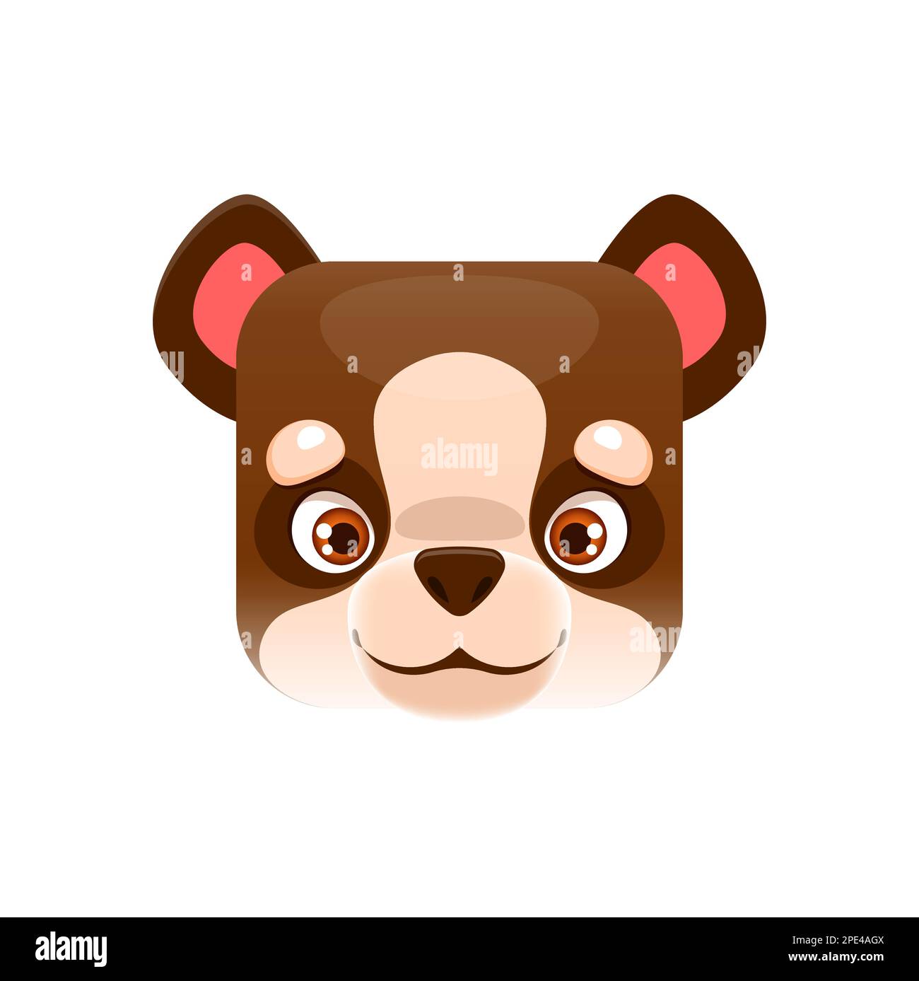 Bear cartoon kawaii square animal face, funny teddy-bear or predator ...
