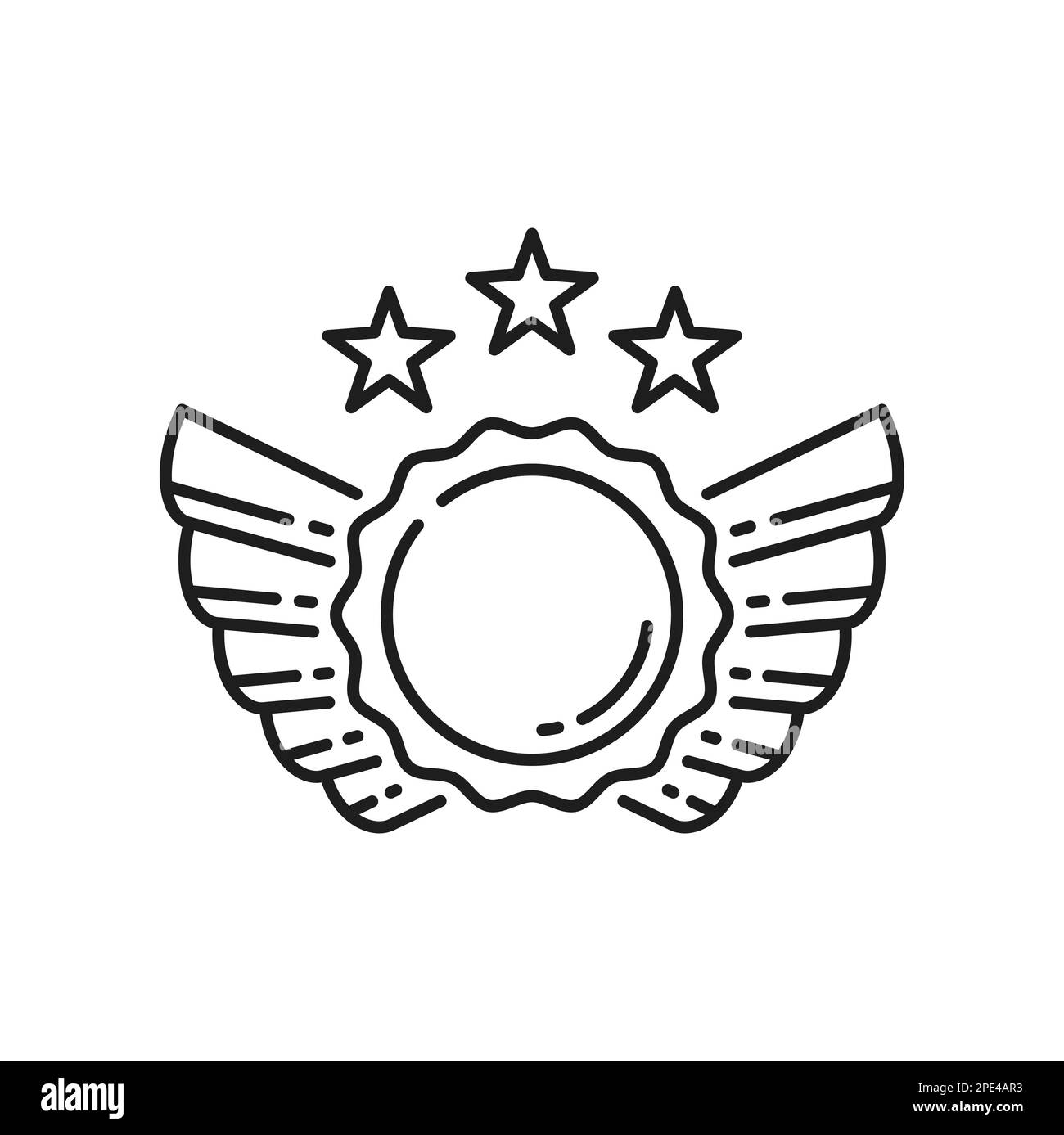 Award line icon, ribbon medal and badge star, vector best winner or ...