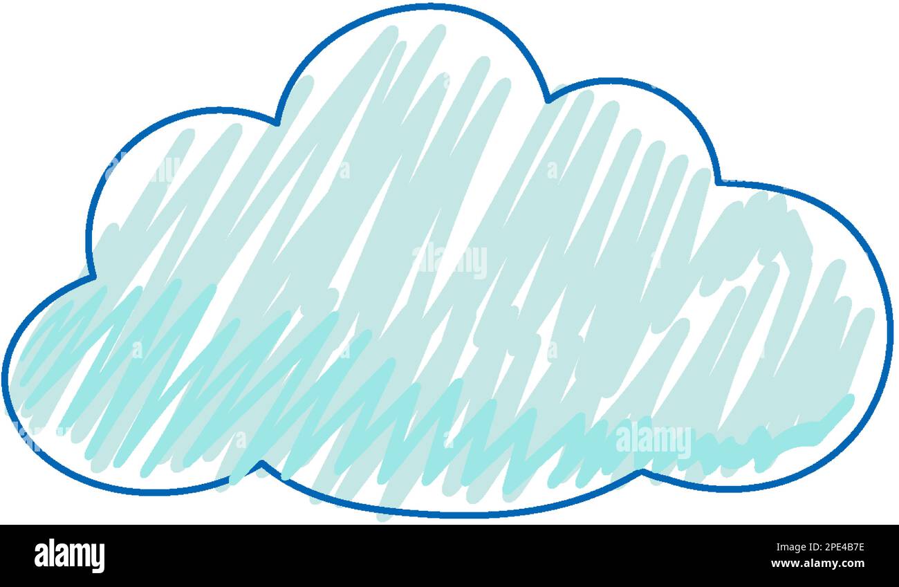 Blue cloud in pencil colour sketch simple style illustration Stock ...