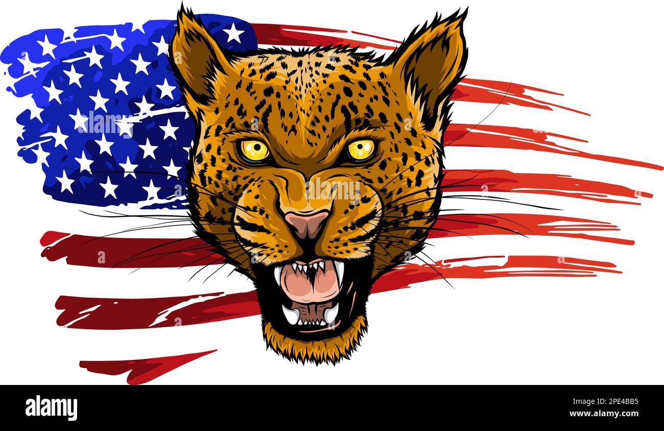 Roaring leopard head with america flag Stock Vector Image & Art - Alamy