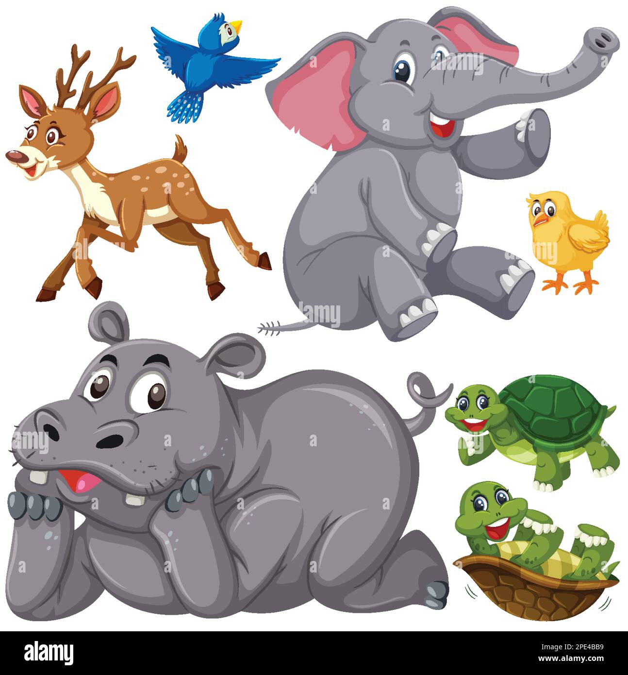 Set of cute wildlife cartoon character illustration Stock Vector Image ...