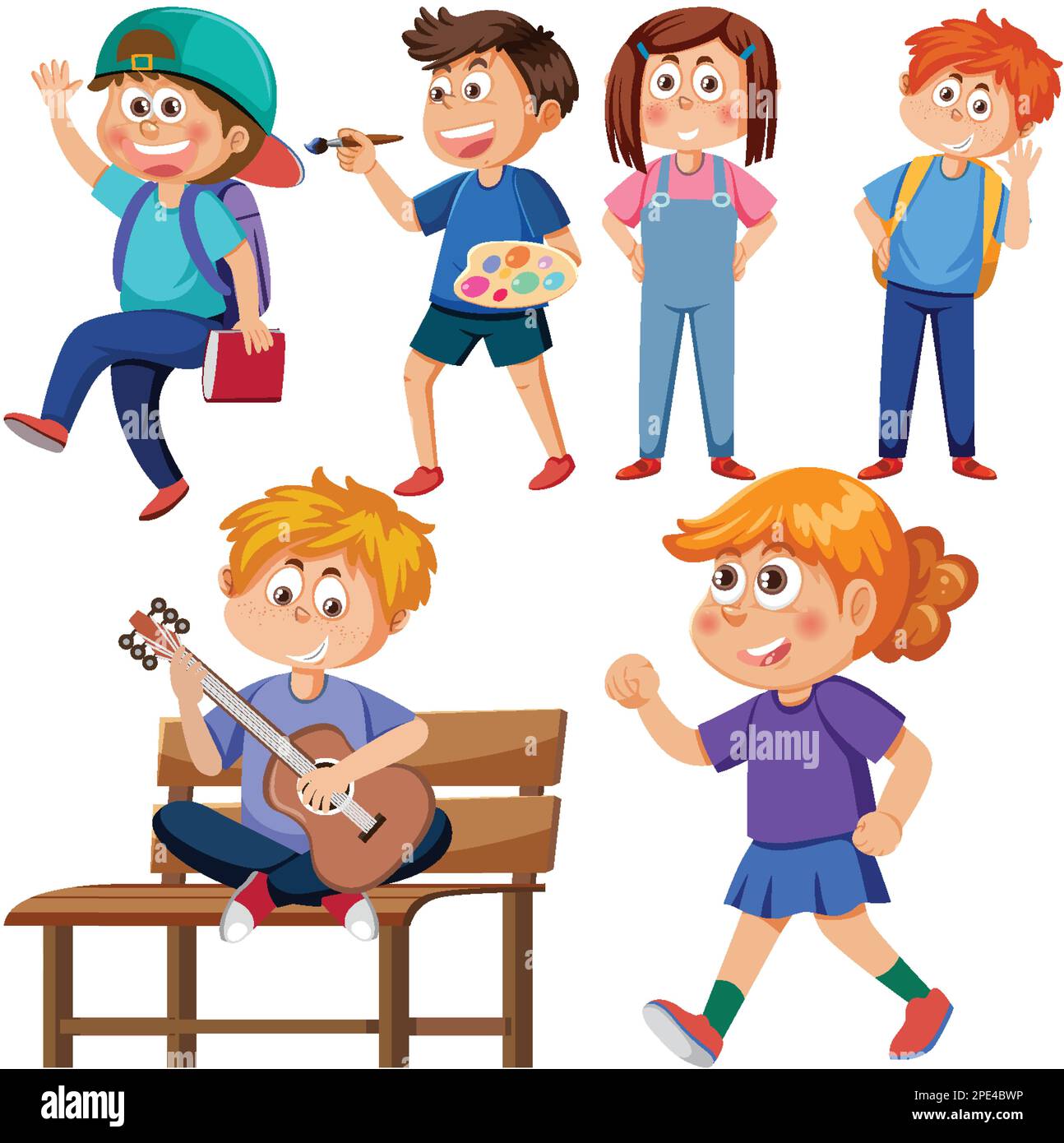 Set of children cartoon character illustration Stock Vector Image & Art ...