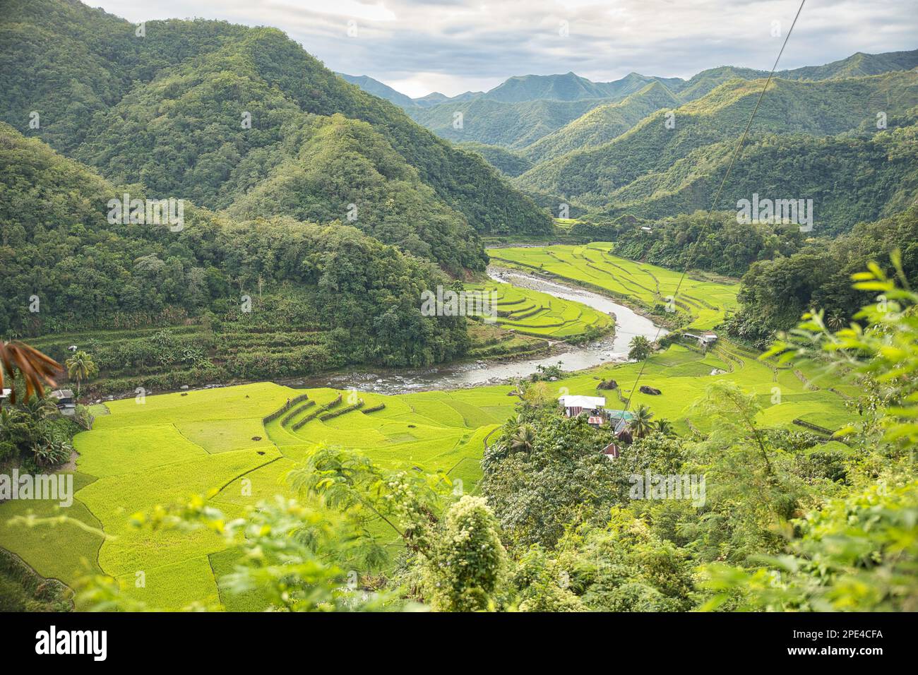 Panorama view over the rice terraces of Banaue in the Philippines ...