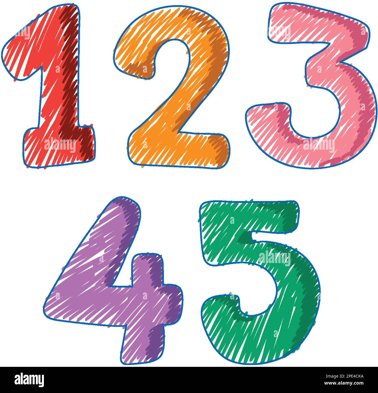 Math Number in Pencil Colour Sketch Simple Style illustration Stock ...