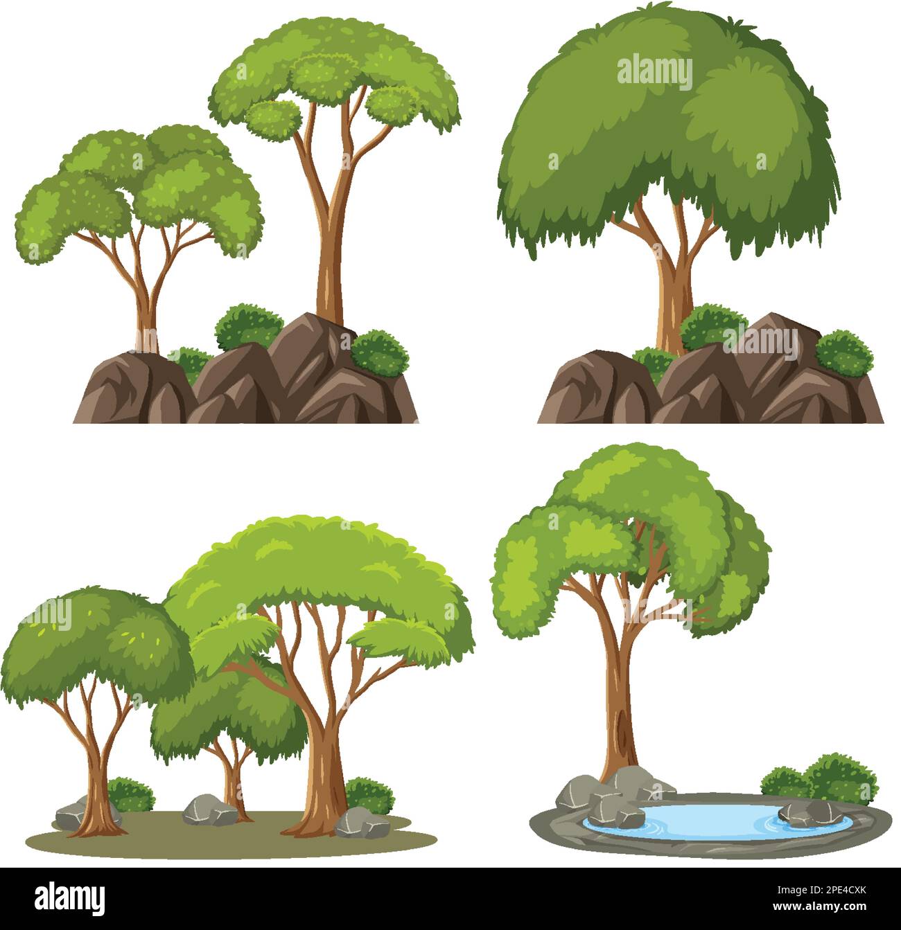 Set of tree in cartoon style illustration Stock Vector Image & Art - Alamy