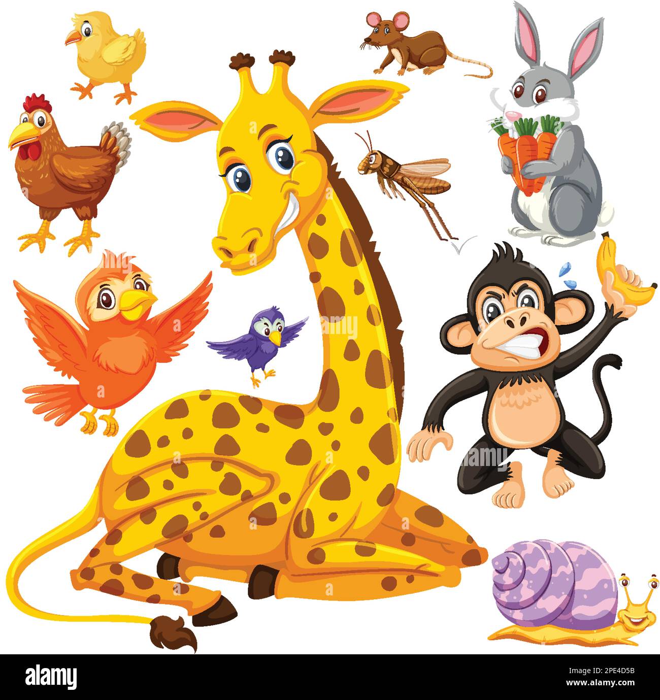 Set of cute wildlife cartoon character illustration Stock Vector Image ...