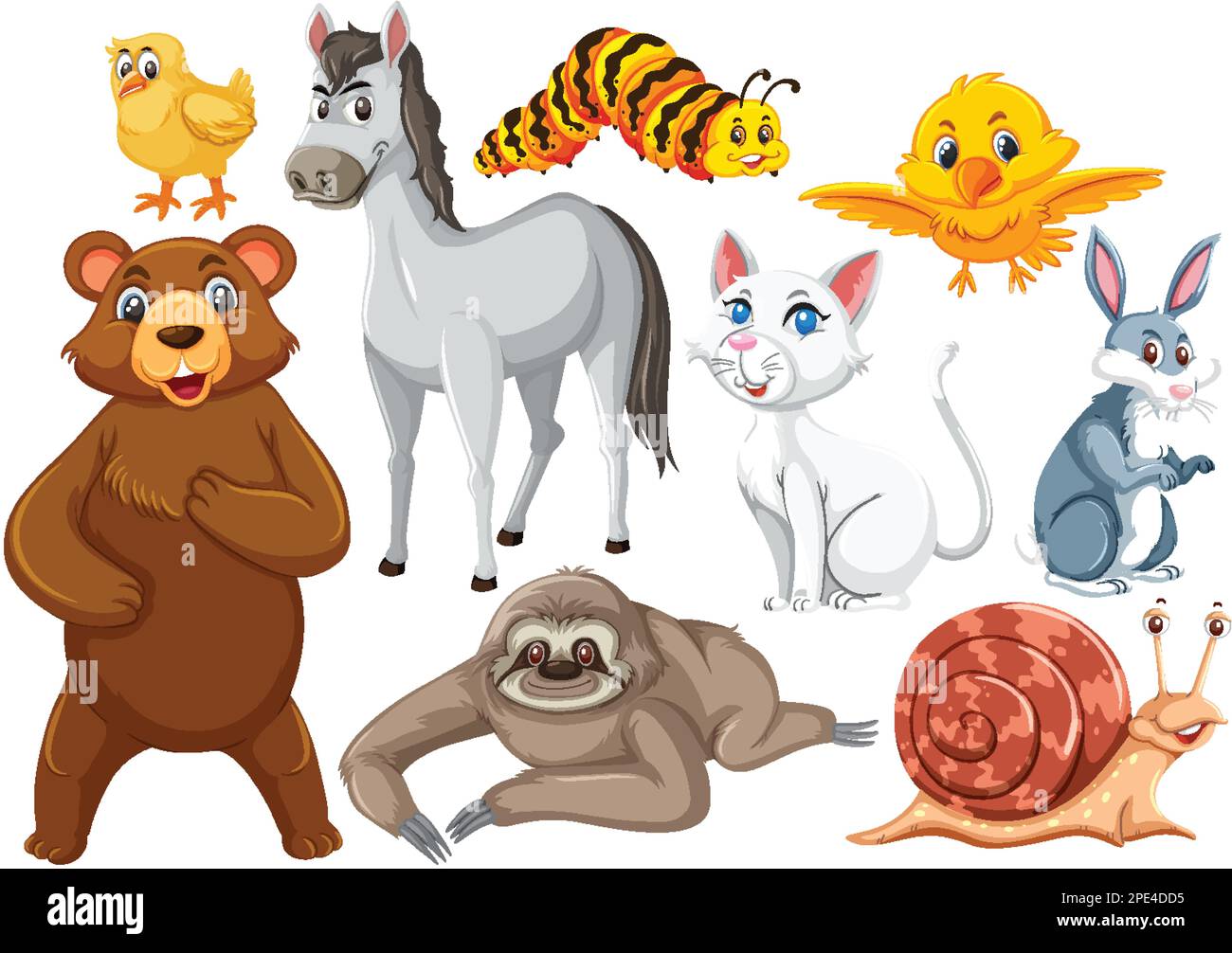 Set of cute animals cartoon character illustration Stock Vector Image ...