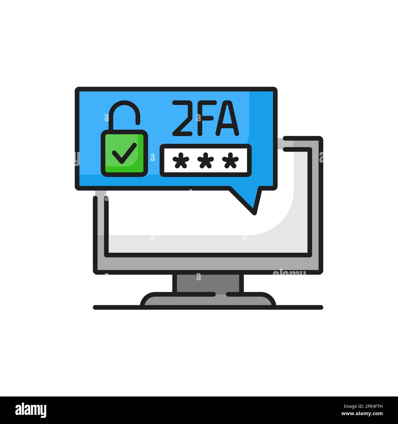 Secure Password Verification With Two Factor Authentication On Screen Color Icon Vector Sms