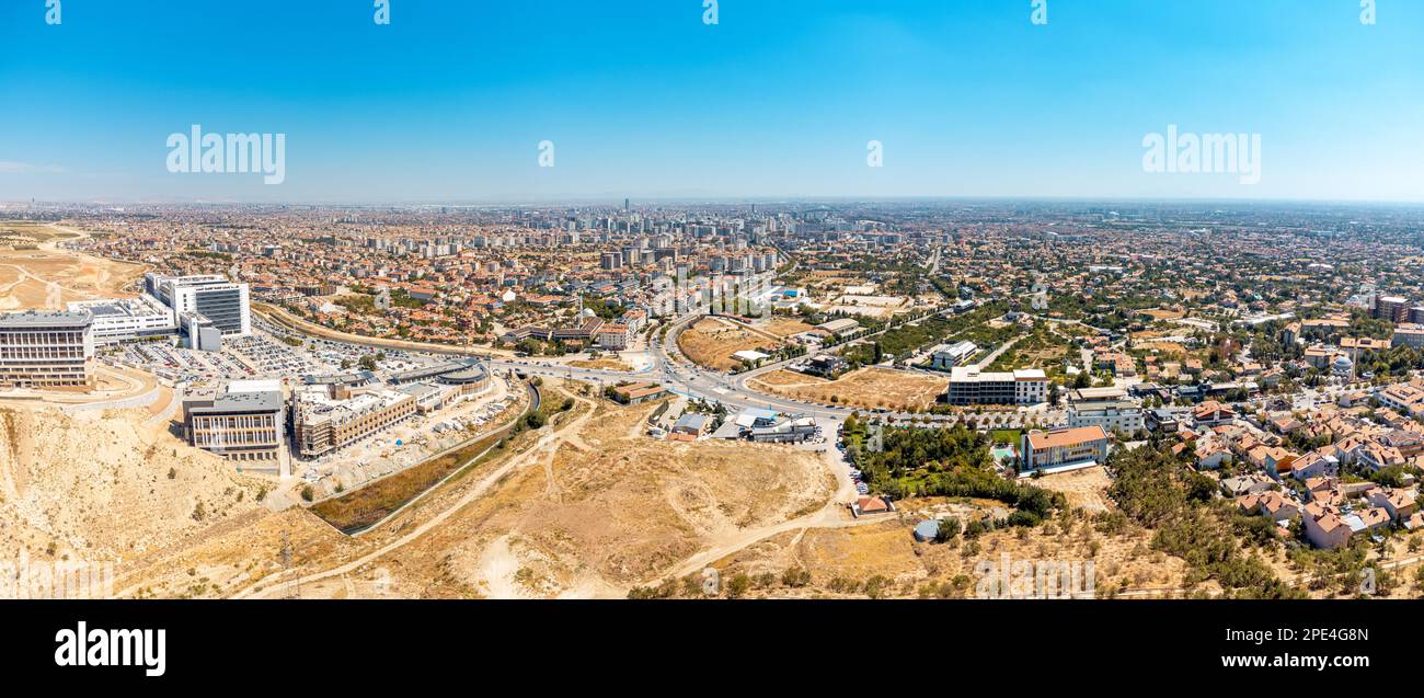 Konya city aerial skyline cityscape view from above. Turkish real ...