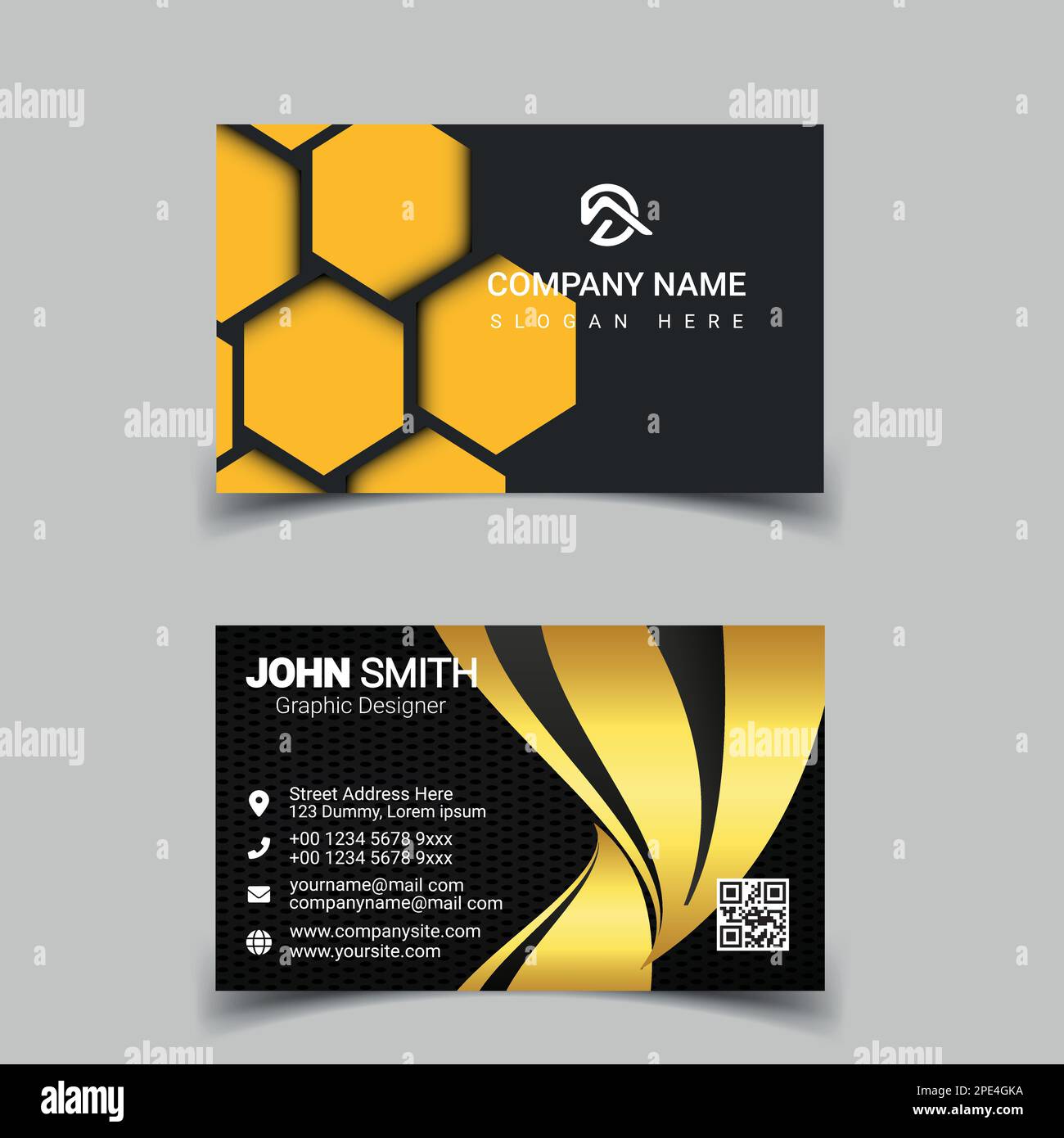 Professional business card design template for company or business. Two ...