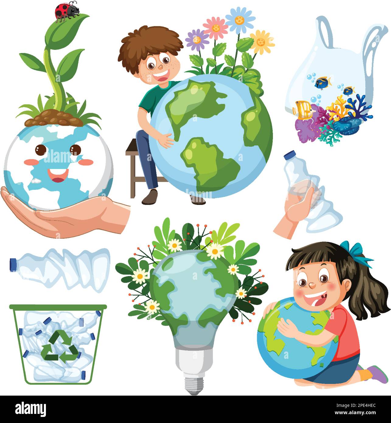 Save the earth graphics and icons collection illustration Stock Vector ...