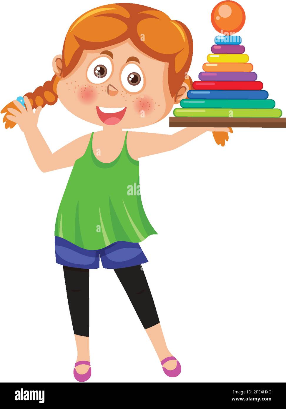 Girl holding colourful math wooden toy illustration Stock Vector Image ...
