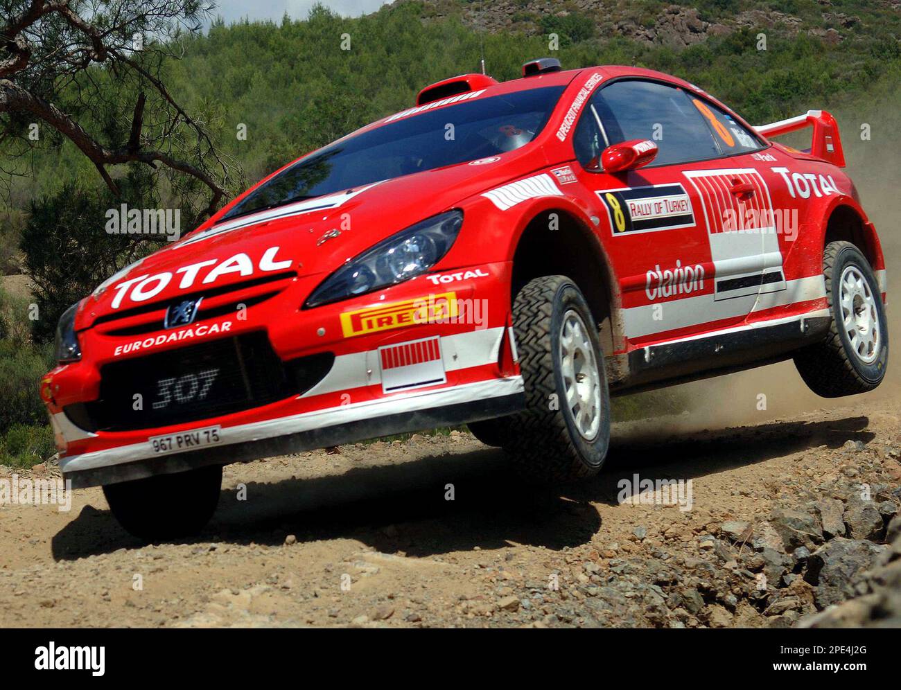 Markko Martin of Estonia drives his Peugeot 307 WRC during the official ...