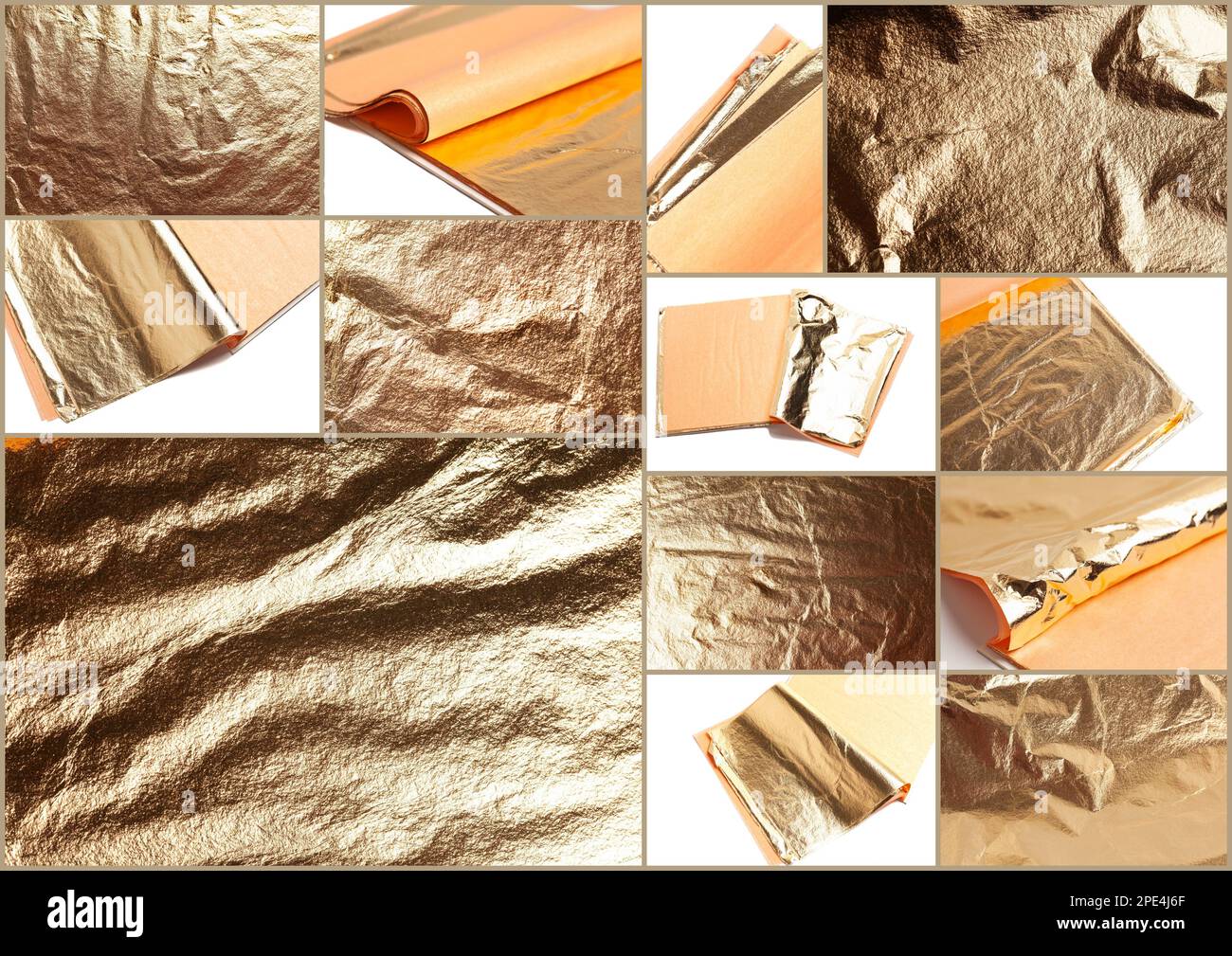 Collage with Gold leaf potal background. Golden elements for design ...