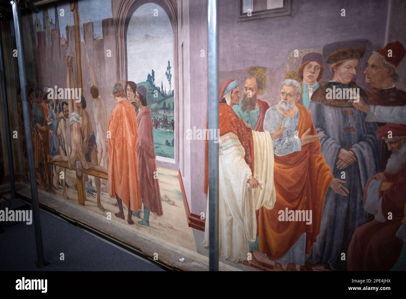 Restoration work in progress on the famous frescoes of the Branacci ...