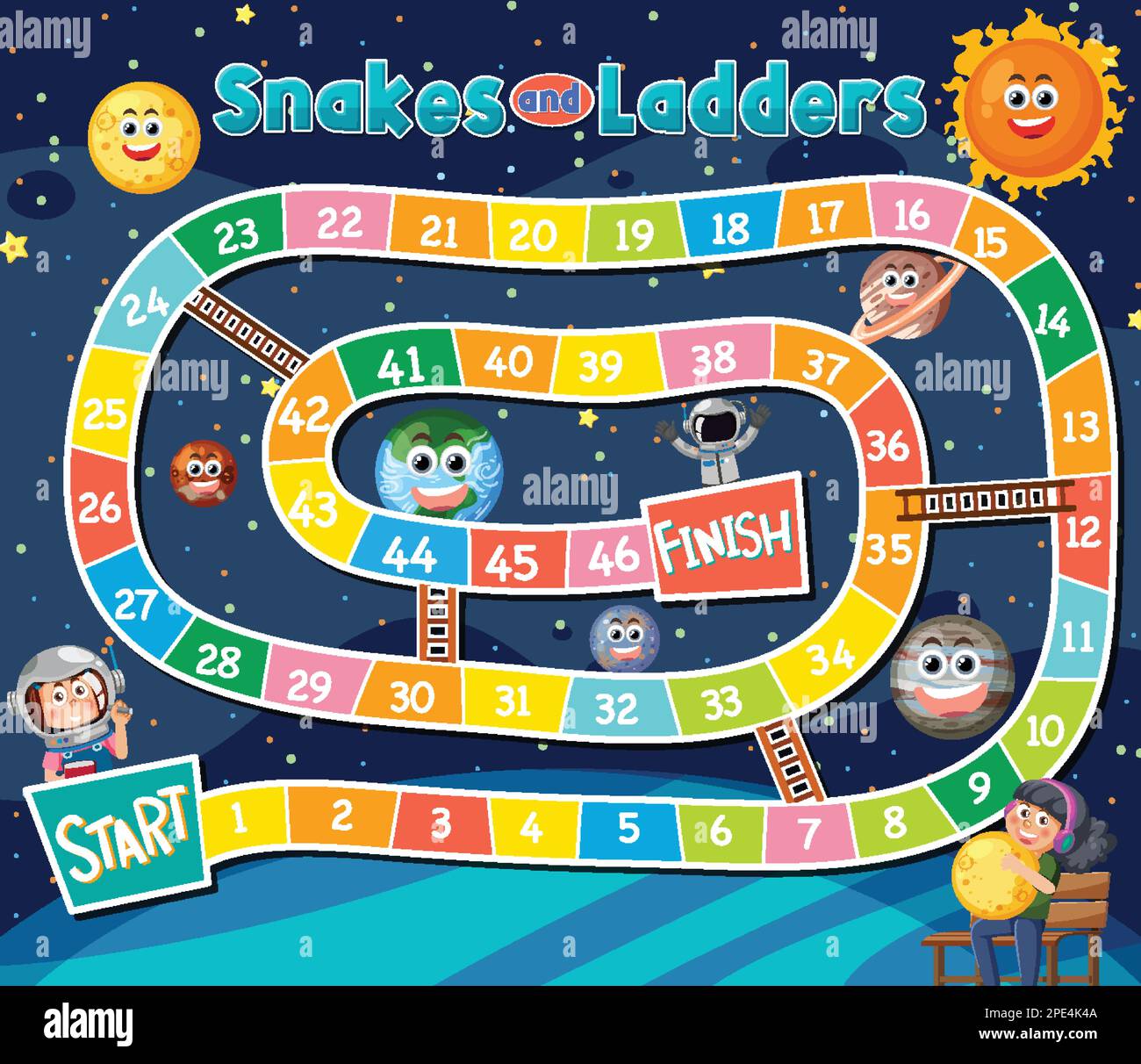 Snakes and ladders game template illustration Stock Vector Image & Art ...