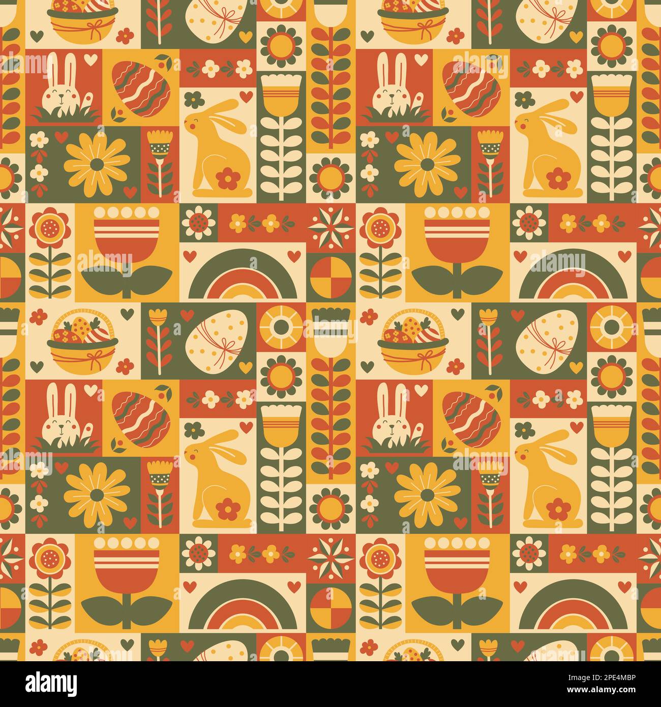 Easter retro seamless pattern. Repeatable abstract nostalgia pattern ...