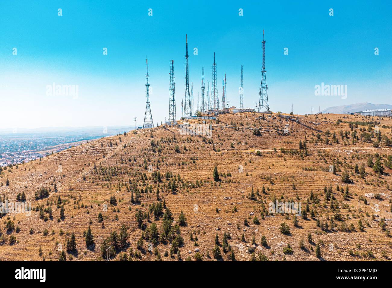 Communication cell and radio and TV broadcasting connection towers on ...