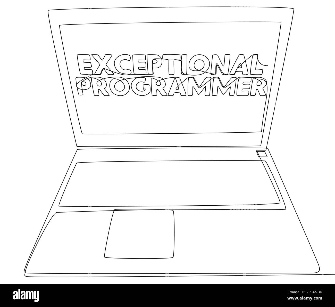 One Continuous Line Of Laptop With Exceptional Programmer Word Thin