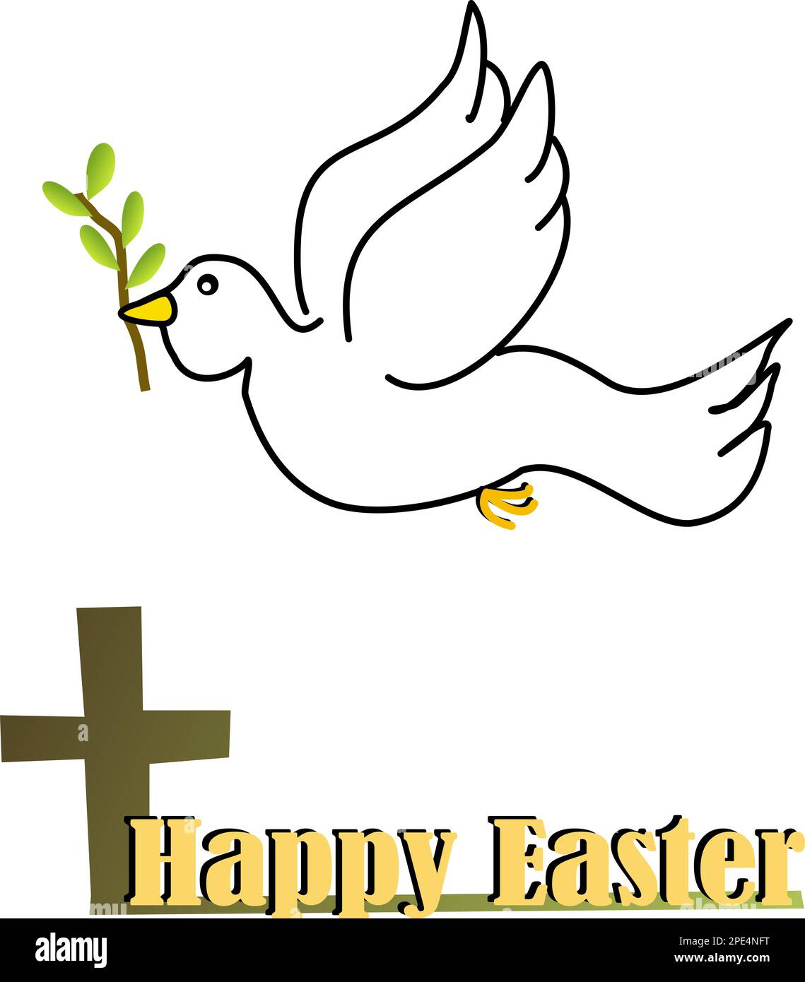 Happy Easter. Flying dove with olive branch Stock Photo - Alamy