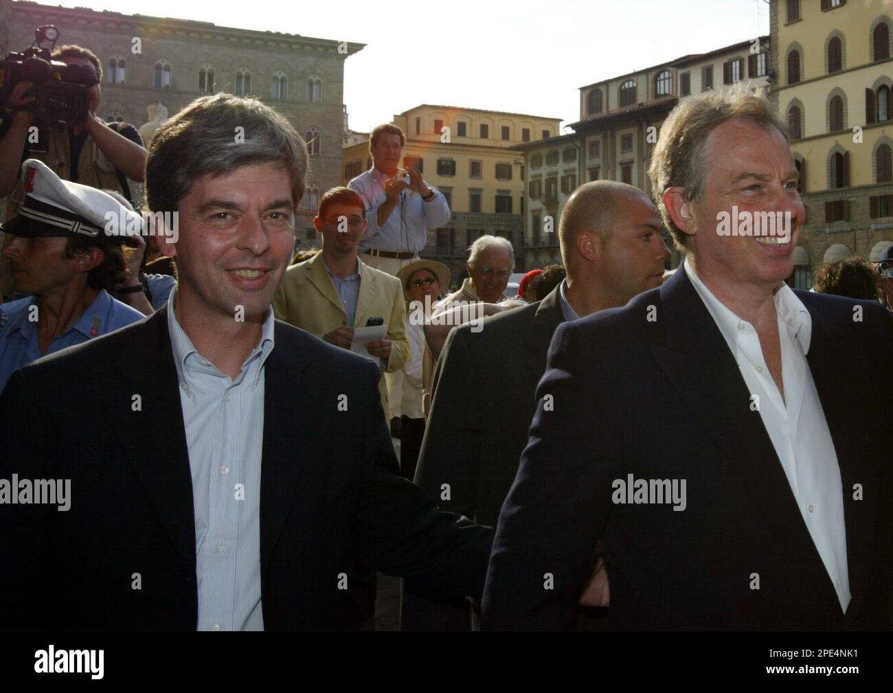 British Prime minister Tony Blair, left, walks with Florence mayor ...