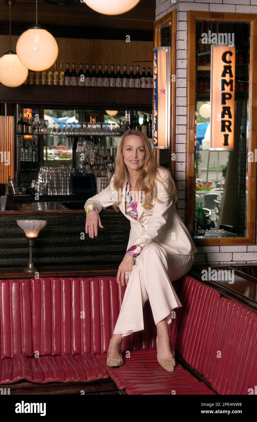 Model and actress Jerry Hall poses in La Bottega Cafe at the Maritime ...