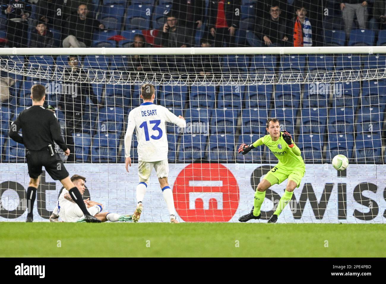 Gent's goalkeeper Davy Roef pictured in action during a soccer game ...