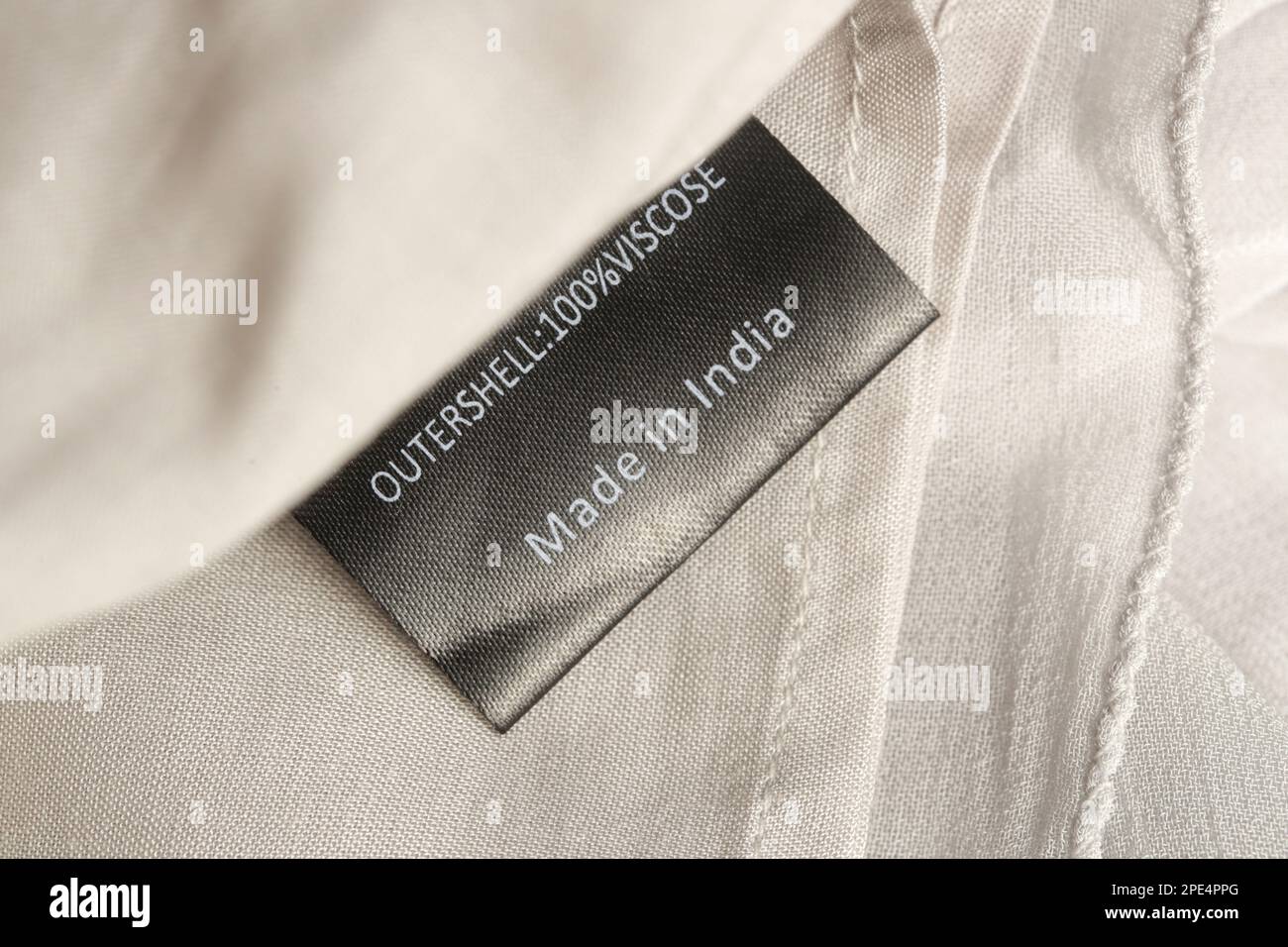Fabric composition label, viscose fabric, made in India Stock Photo - Alamy