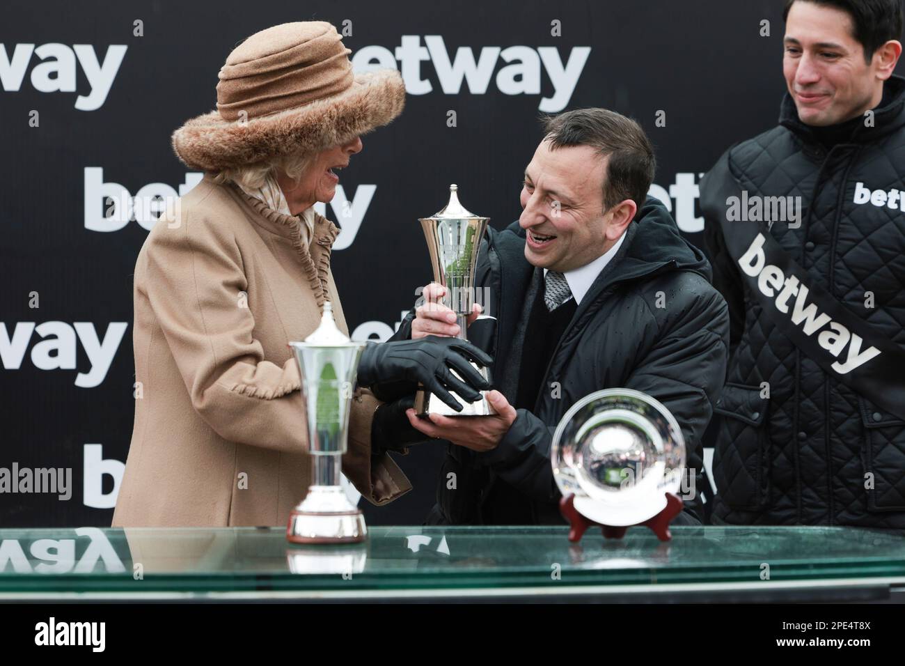 The Queen Consort presents owner Tony Bloom with his trophy after ...