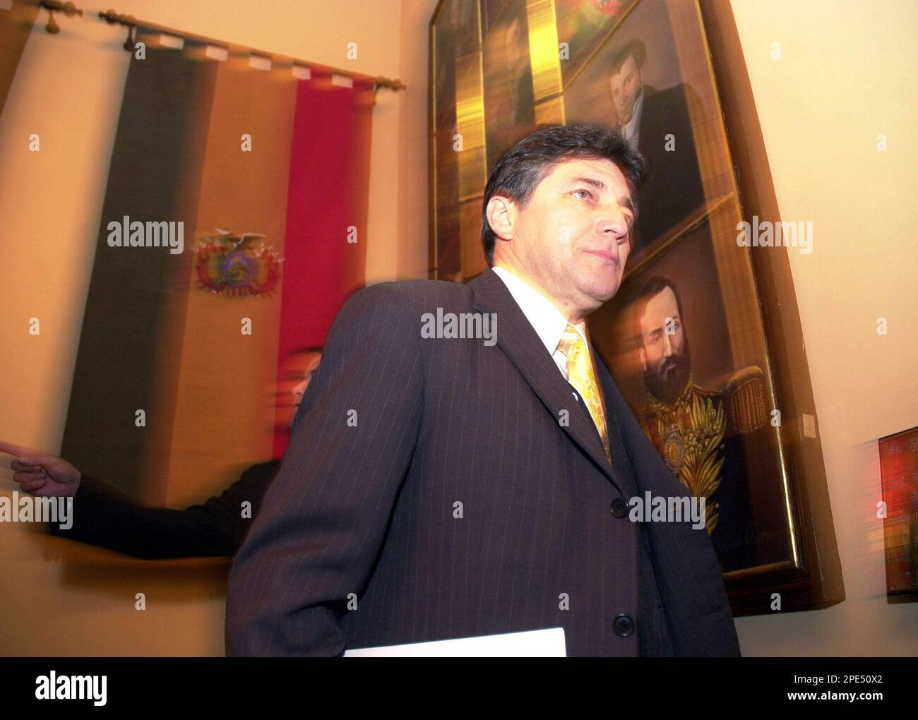 Bolivian Presidential Chief of Staff Jose Galindo, walks after a press ...